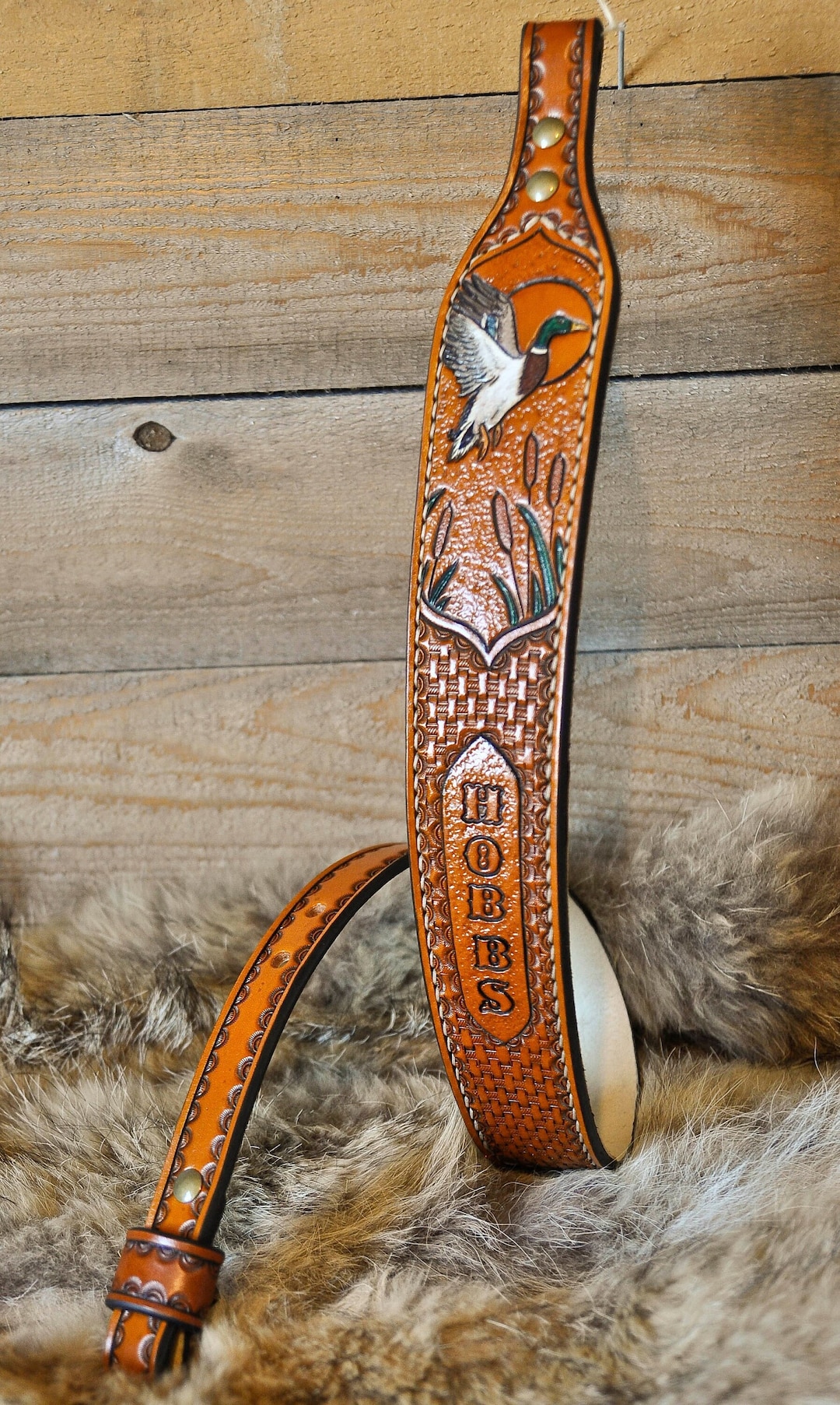 Custom Leather Sling, Strap, Custom Leather, Western, Duck, Bird ...