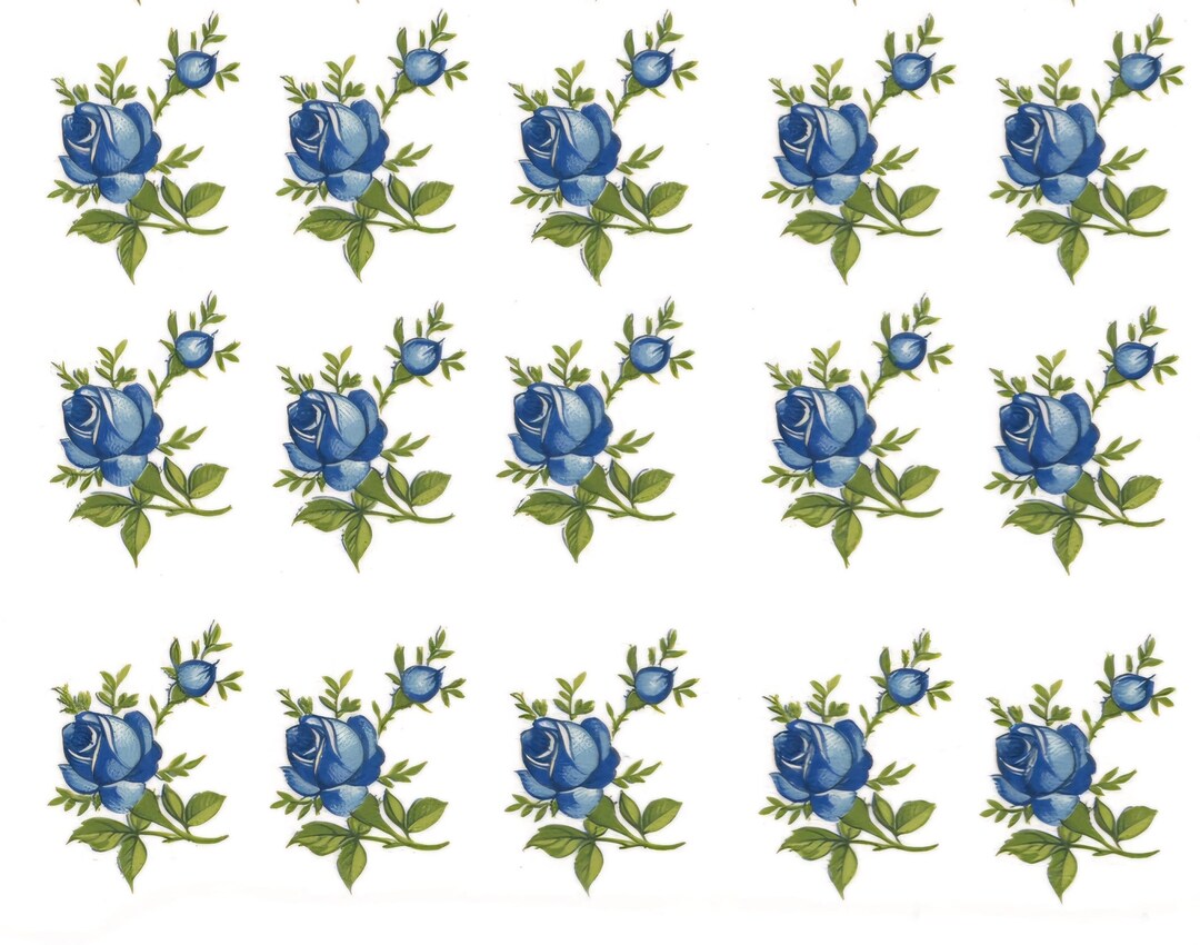 Flowers Blue Roses Ceramic Decals - Etsy
