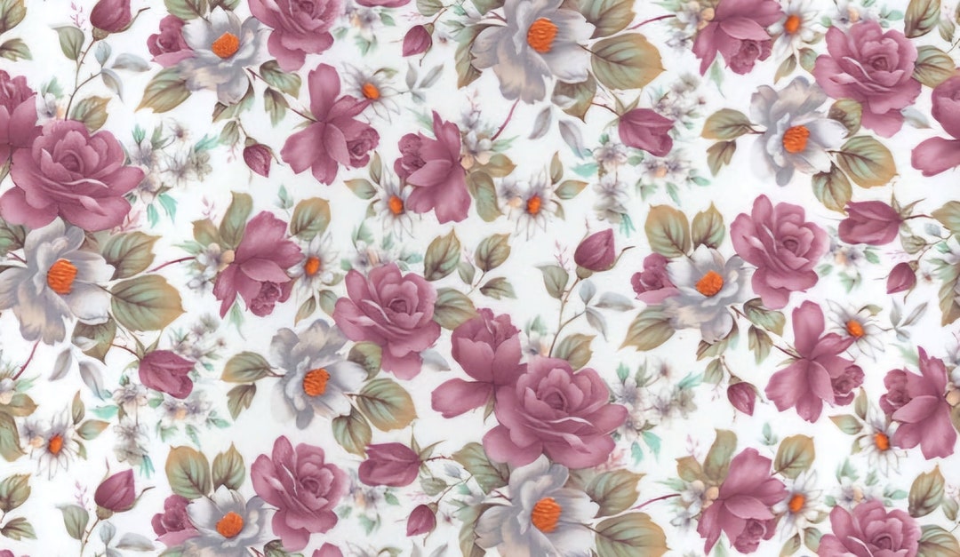 Allover Chintz Pink White Rose Flower Ceramic Decal Sheet - Etsy