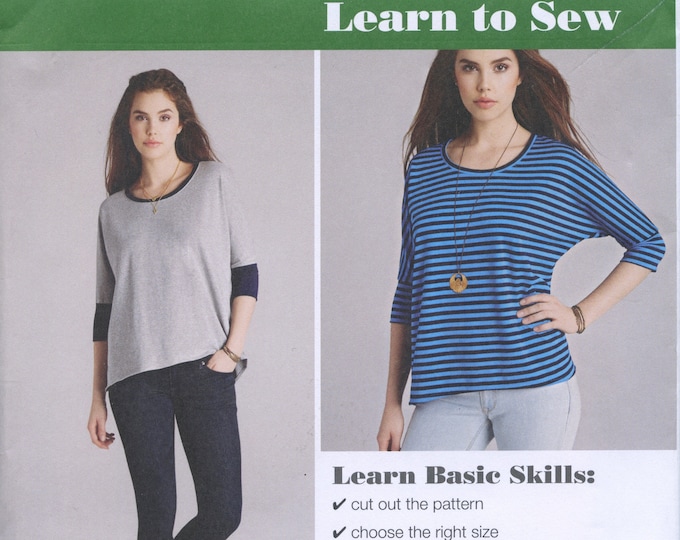 Simplicity Learn to Sew Pattern - Basic Knit Top, Hi-lo Hem - UNCUT ...