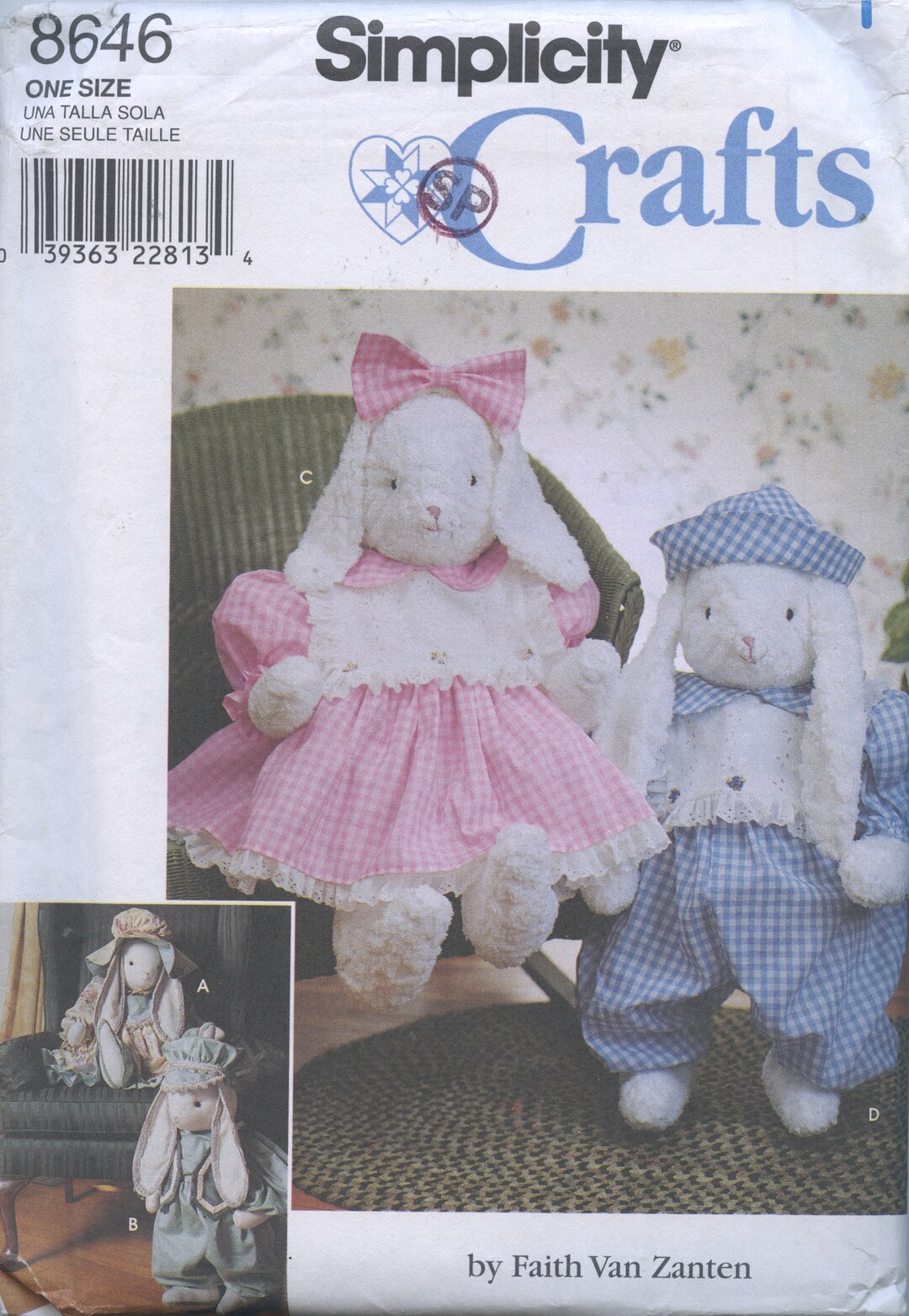 Soft-body Plush Dressed Bunnies Pattern Simplicity Crafts 8646 UNCUT ...