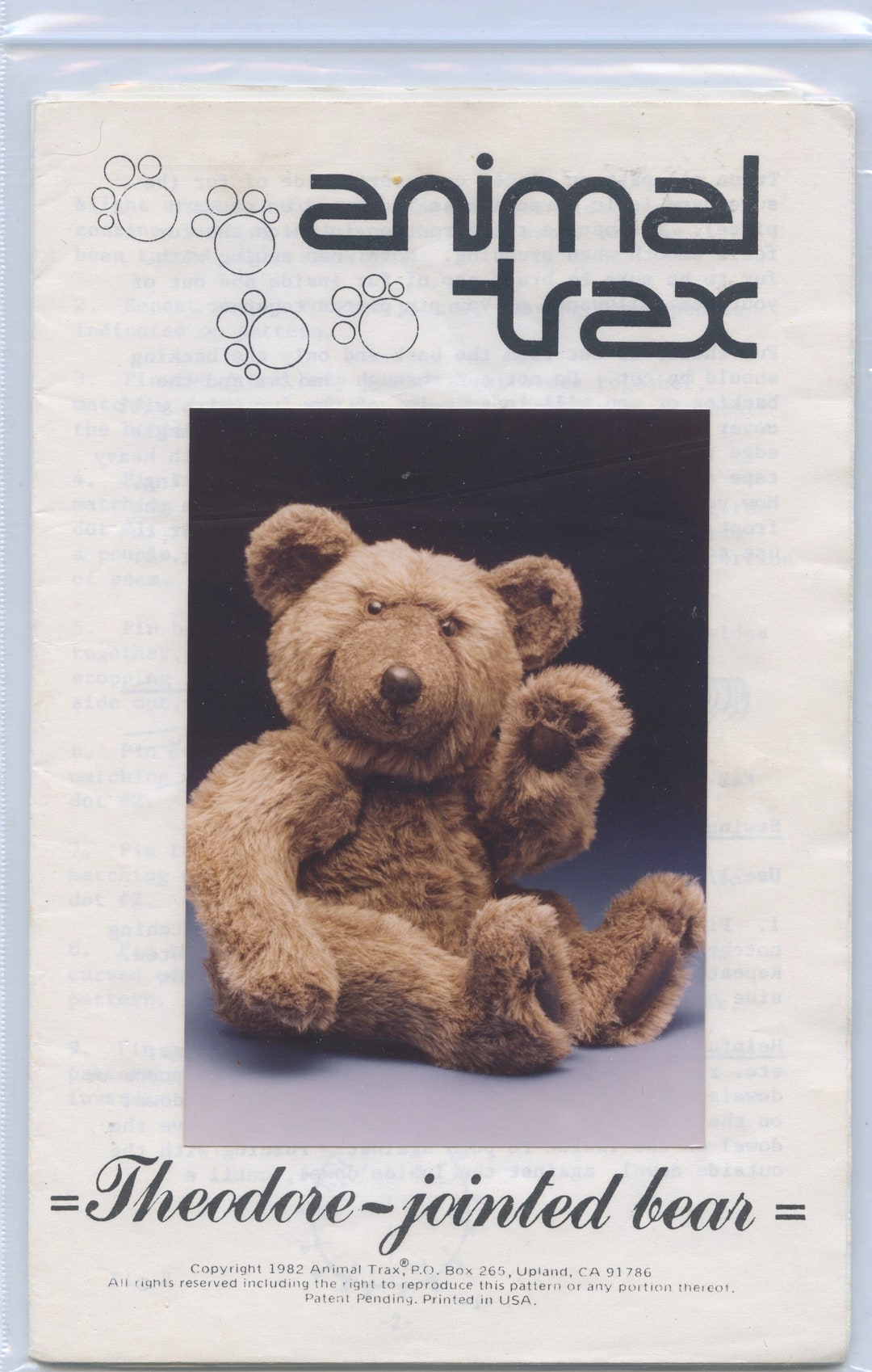 Animal Trax - Vintage Theodore Jointed Teddy Bear Pattern - 1982 ...