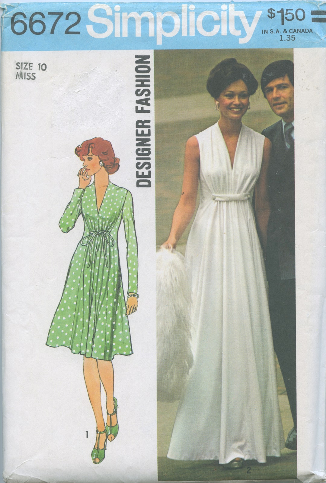 Softly Draped Dress Pattern, Two Lengths, Simplicity 6672 - UNCUT ...