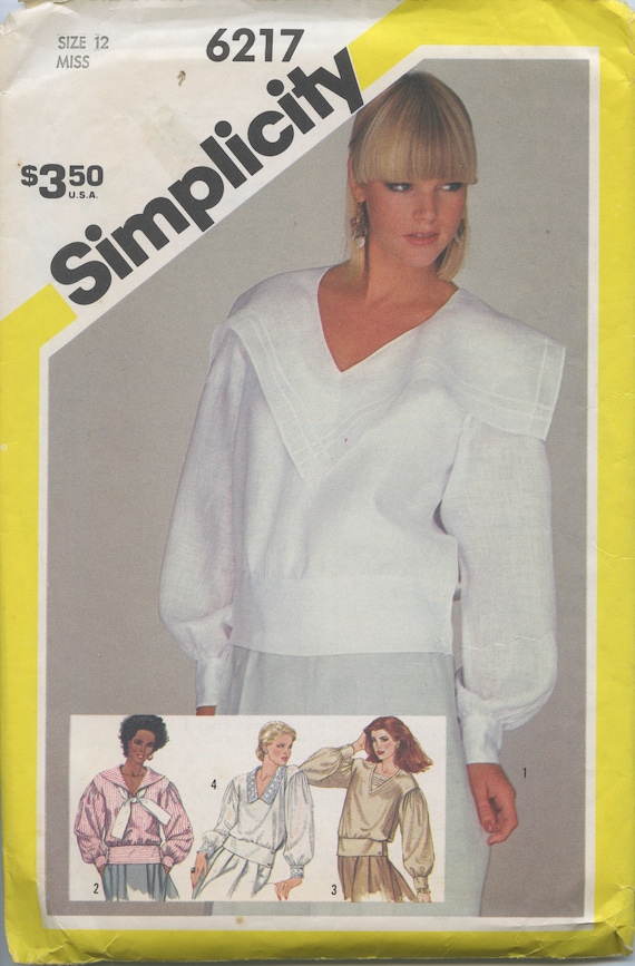 Vintage loose-fitting blouson blouse pattern Simplicity 6217 | Etsy