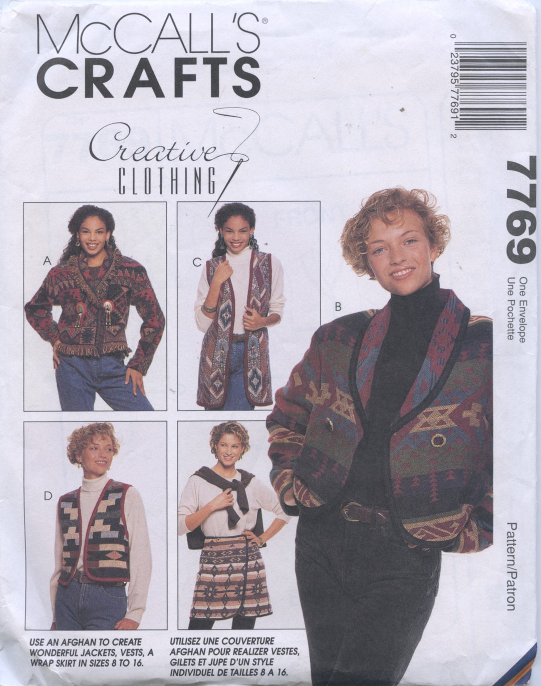Repurpose Cotton Afghans for Vests, Jacket, Wrap Skirt - Mccall's ...