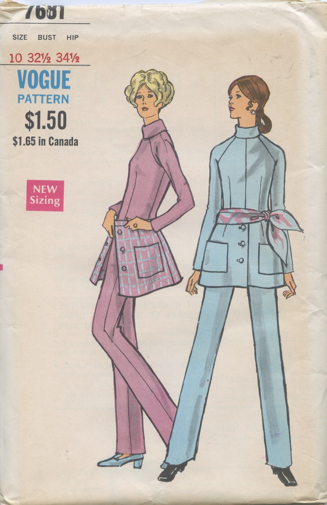 Vintage 1960s-70s Jumpsuit W/ Skirt Pattern - Vogue 7681 - Uncut ...