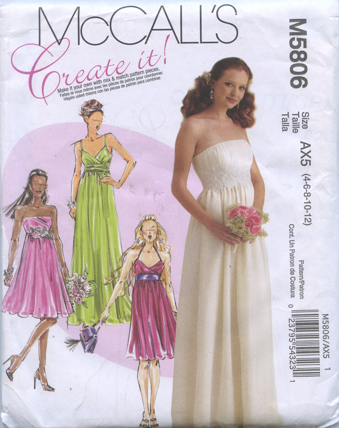 Create It! Prom, Party Dress Pattern - Mccall's M5806 - UNCUT - Bodice ...