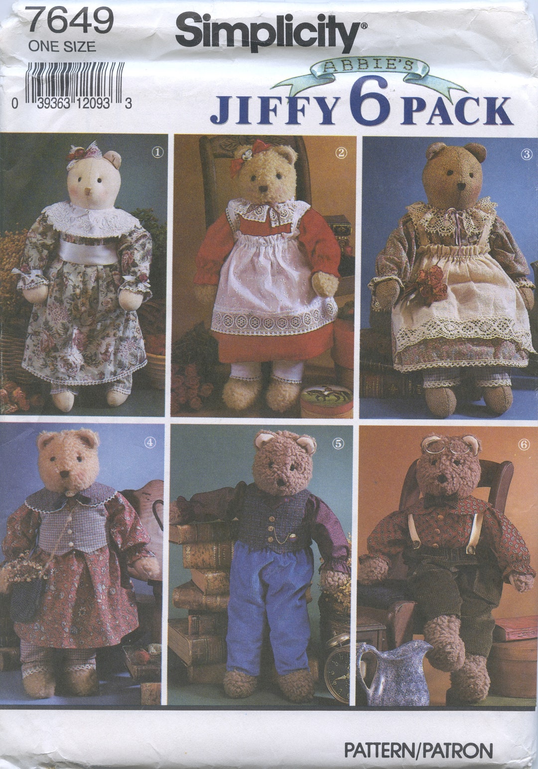 Abbie's Jiffy 6 Pack Pattern Six Adorable Teddy Bears, Clothing Boys ...