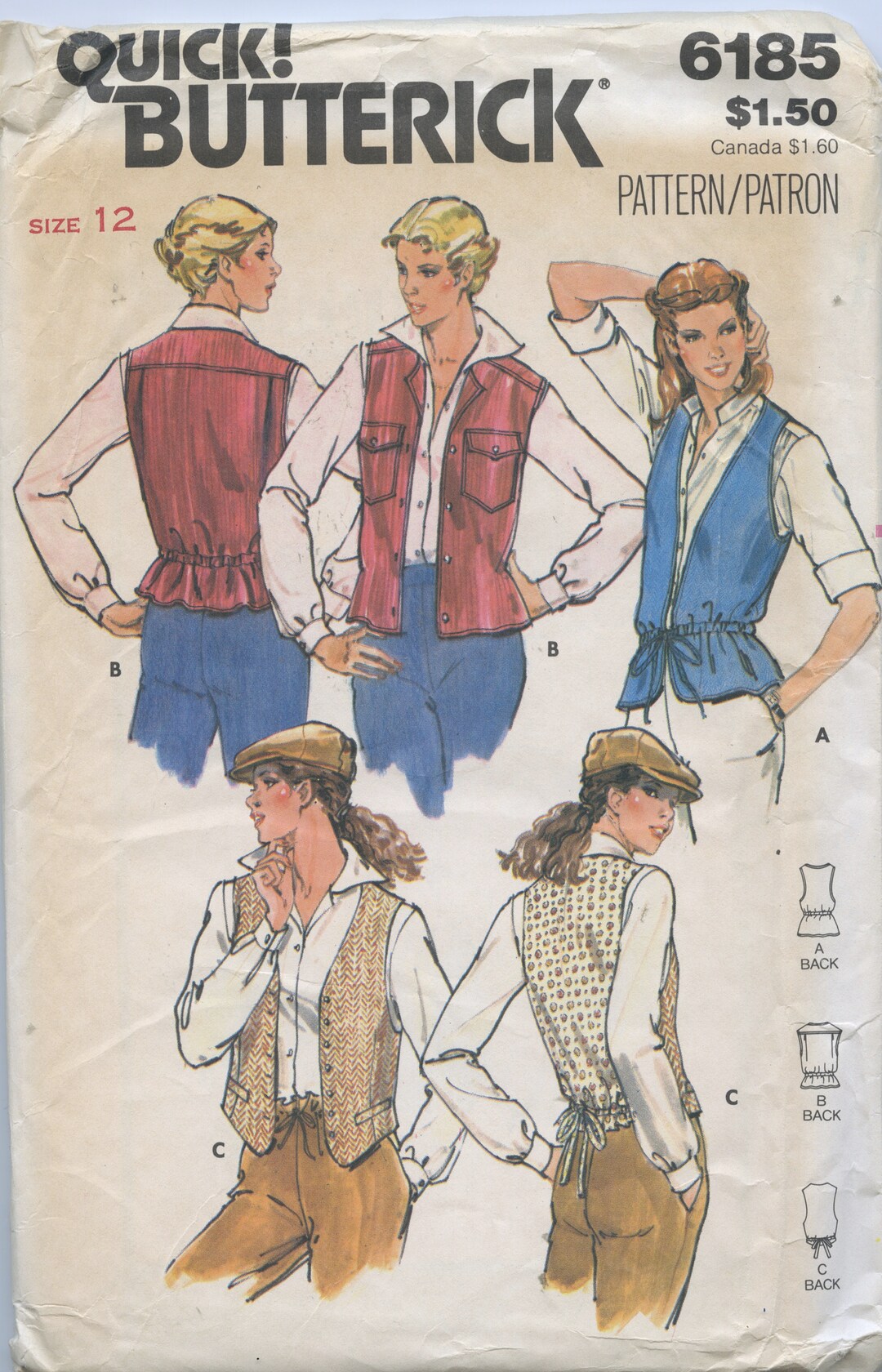 Vintage Classic Vests! 1970s-80s - Quick! Butterick 6185 - UNCUT ...