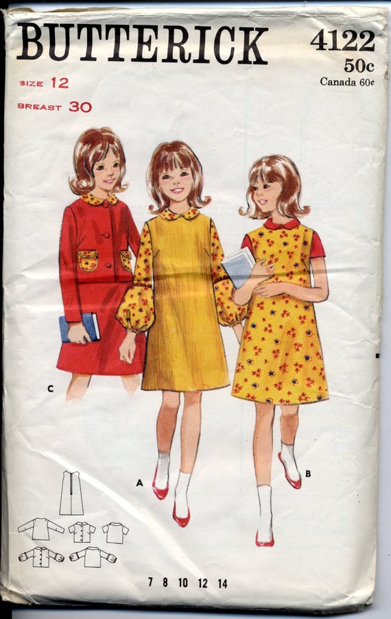 Vintage Pattern Girl's A-Line Jumper & Jacket Blouse | Etsy