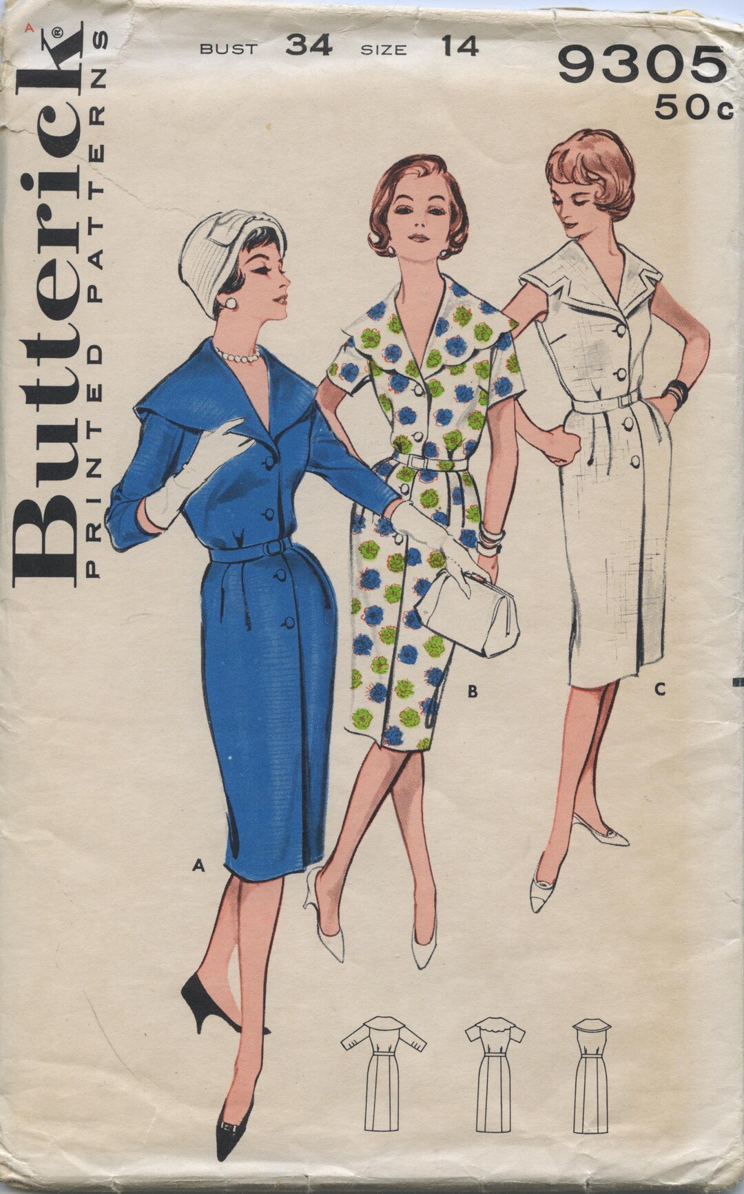 Vintage Misses' Step-in Dress Pattern - Butterick 9305 - UNCUT - Size ...