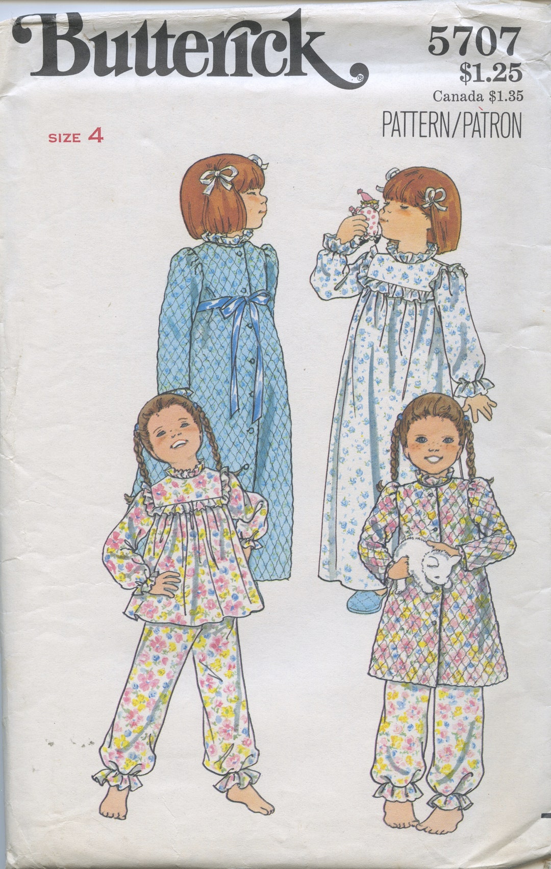 Vintage Girl's, Child's Quilted Robes, Pajamas, Gown Pattern ...