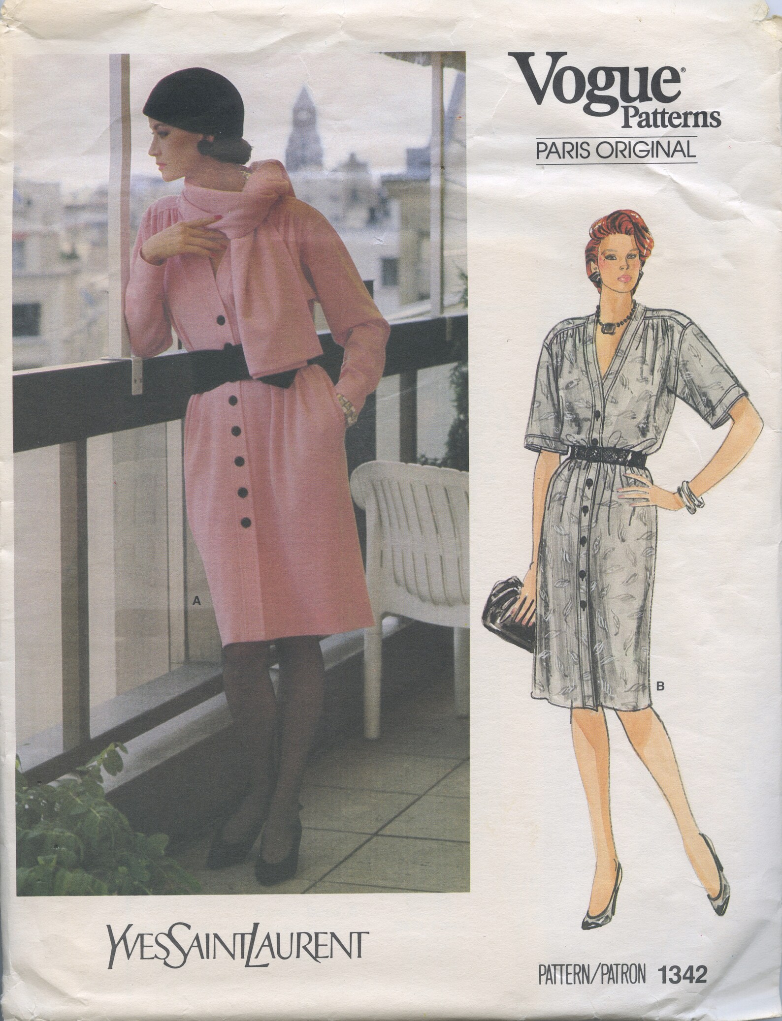 Yves Saint Laurent - Paris Original Dress - Vogue Patterns 1342 - UNCUT ...
