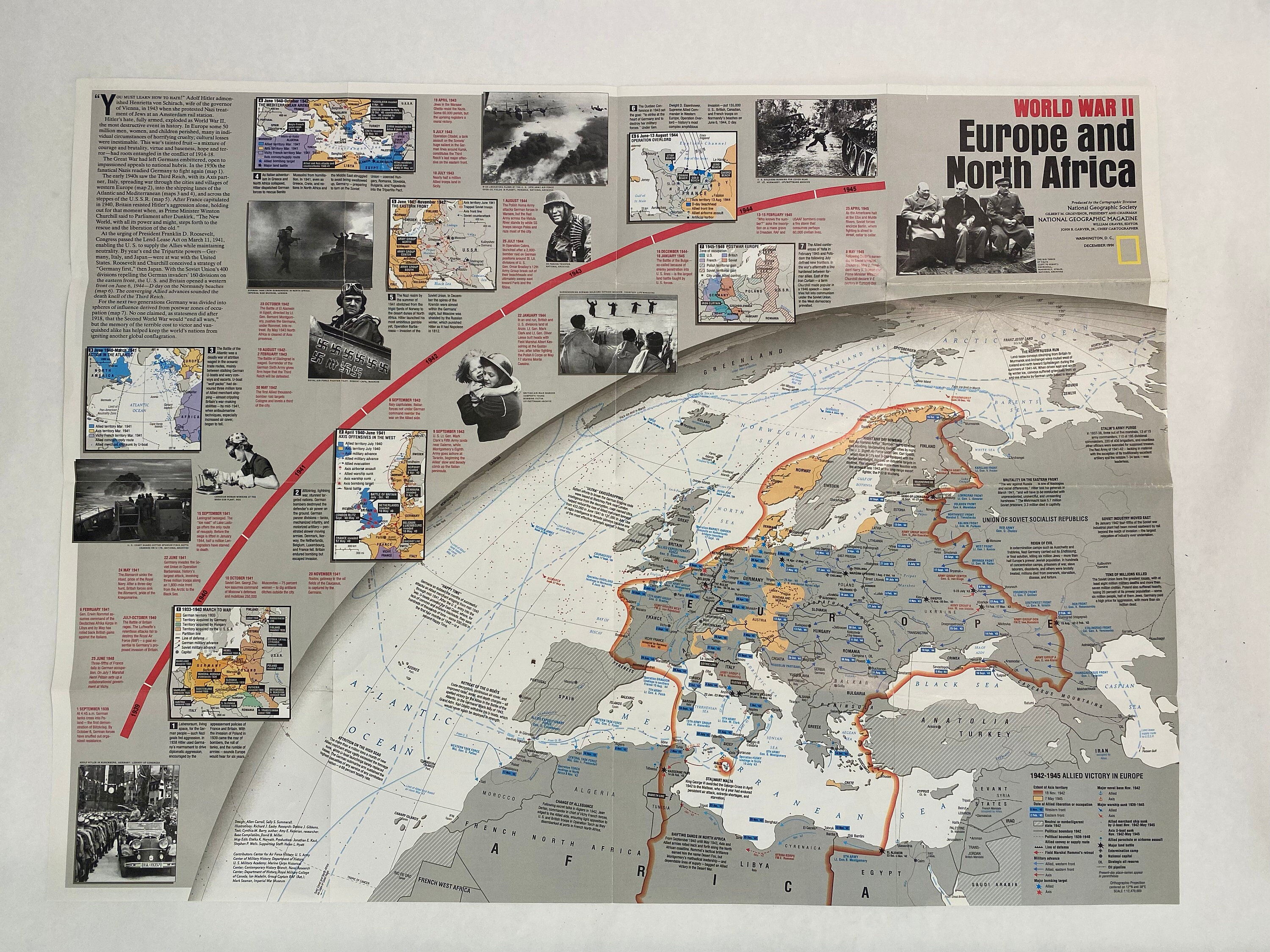 Original December 1991 Map of Europe and Africa/ WW2 Asia and - Etsy