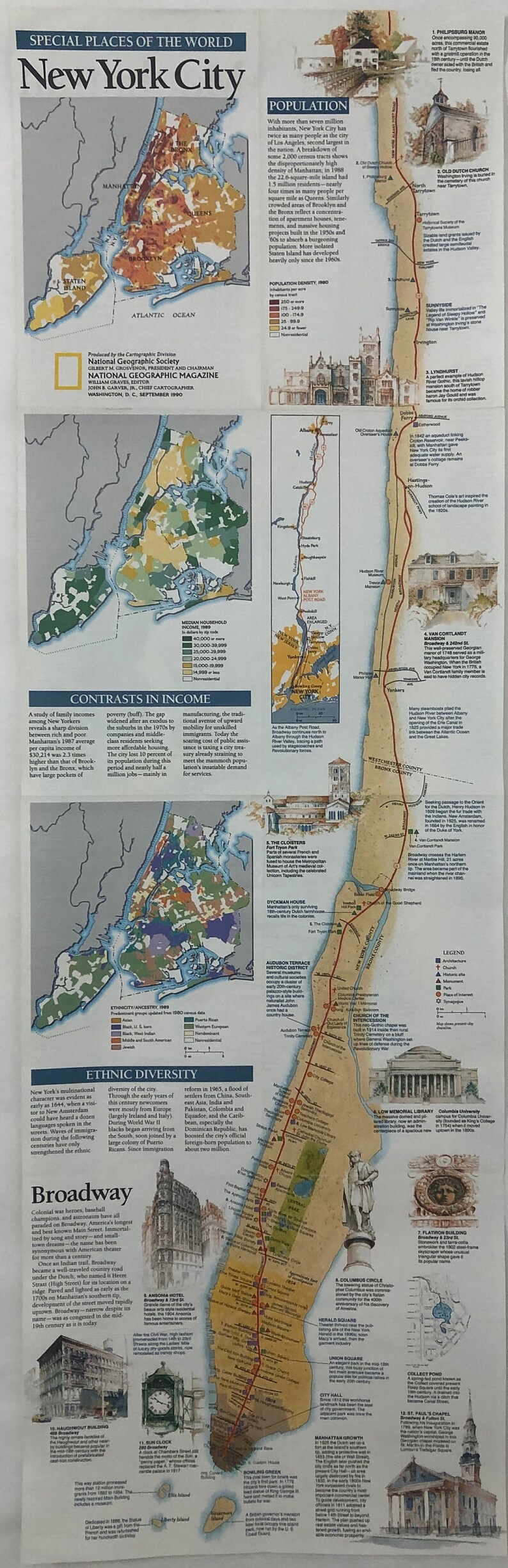 Original September 1990 Map of Special Places of the World: - Etsy