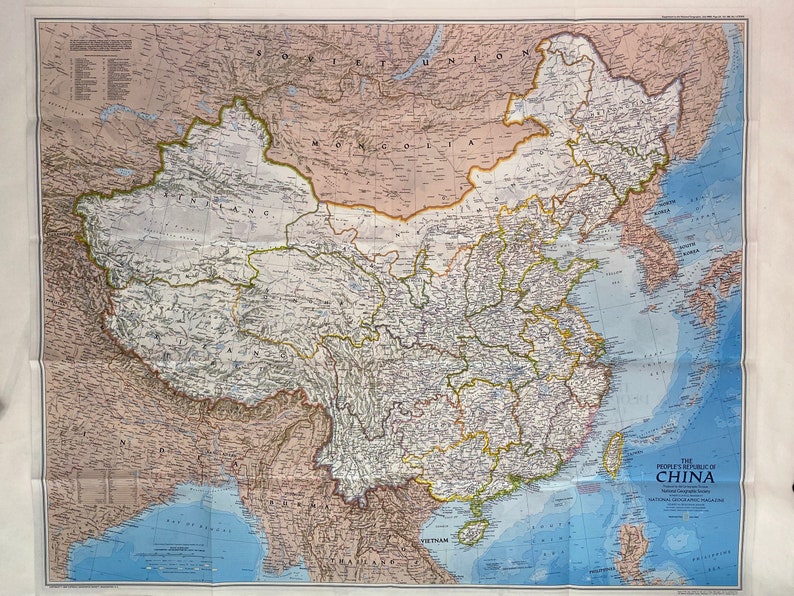 Original July 1980 Map of Peoples of China, National Geographic - Etsy