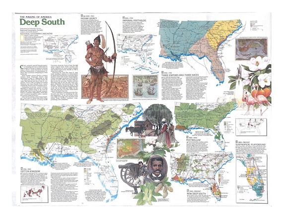 Original August 1983 Map of the Making of America: Deep South - Etsy