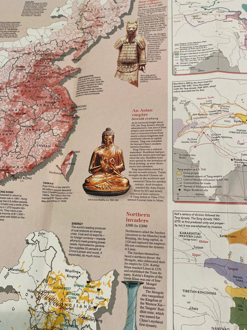 Original July 1991 Map of China, National Geographic - Etsy