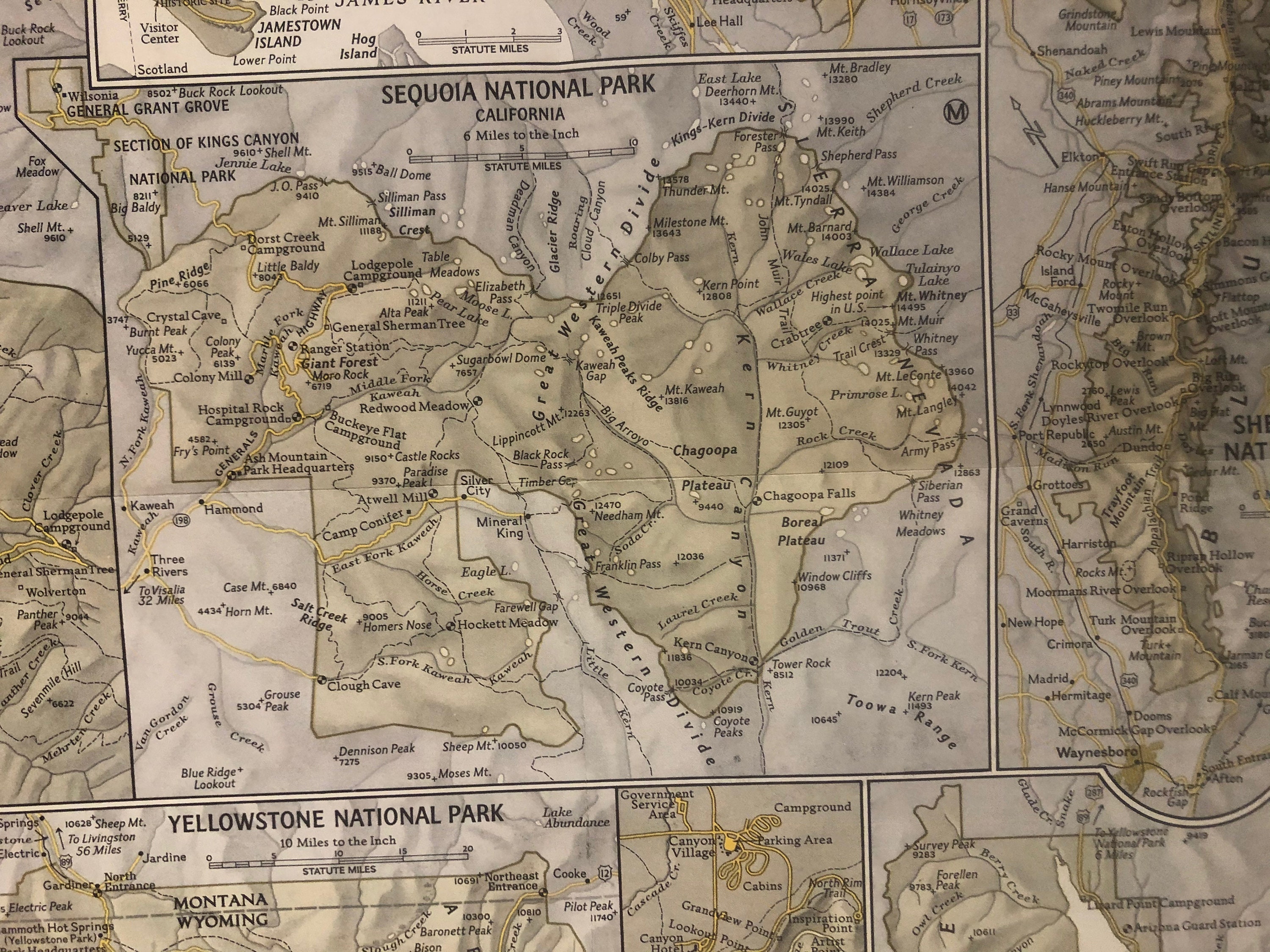 Original May 1958 Map of National Parks, Monuments and Shrines of ...