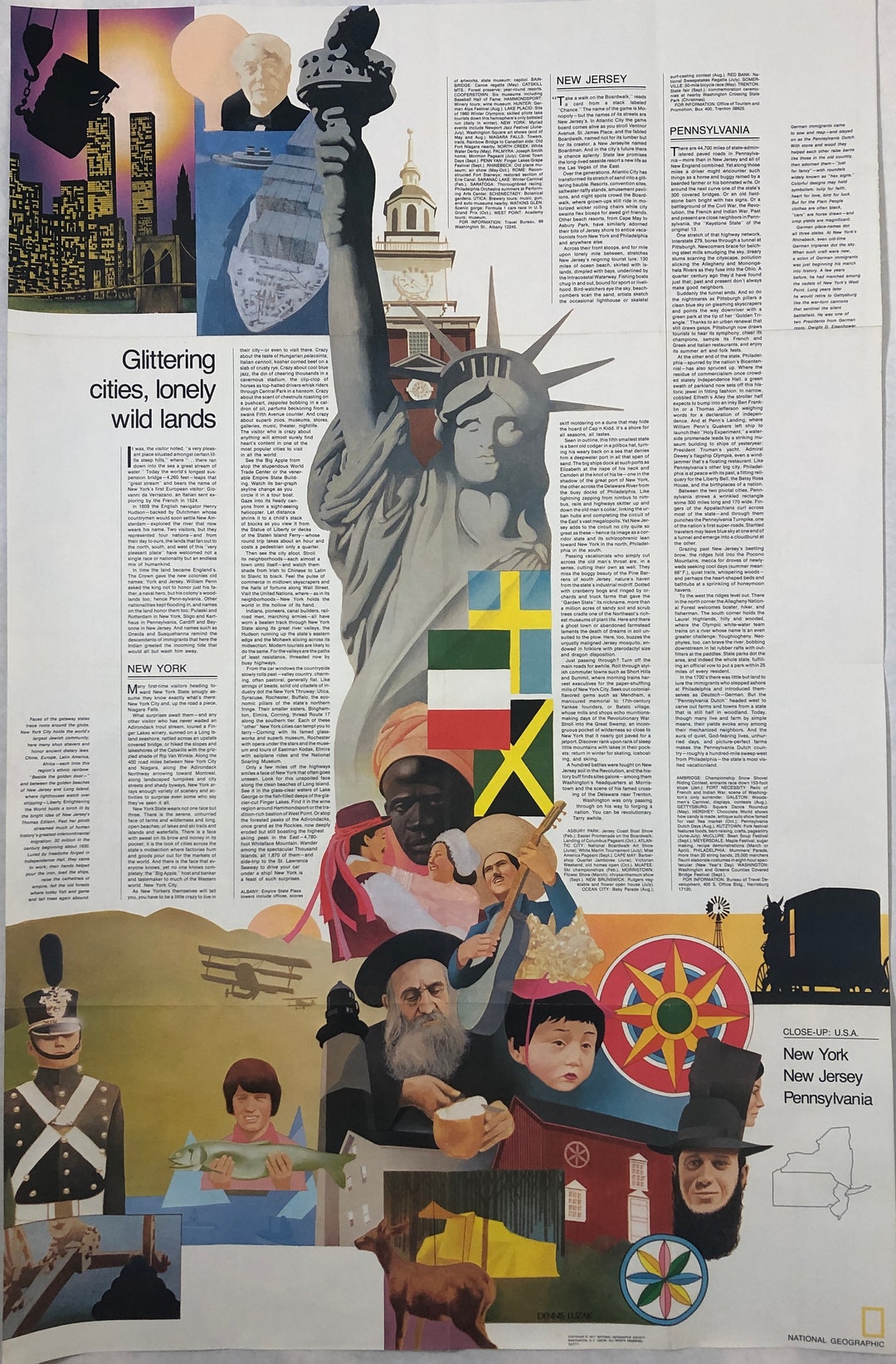 Original January 1978 Map of Close-up: U.S.A. the Northeast, National ...