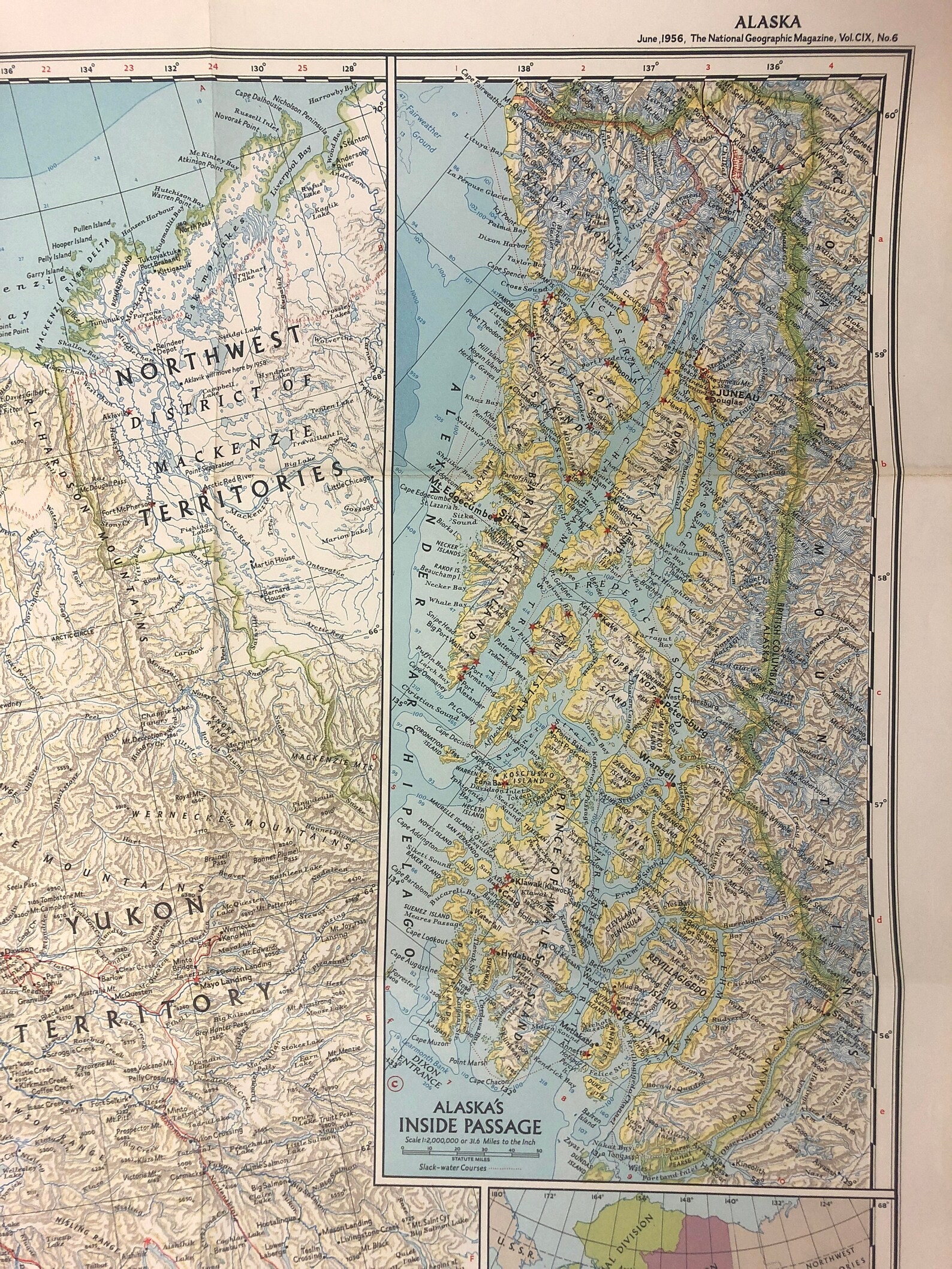 Original June 1956 Map of Alaska, National Geographic - Etsy