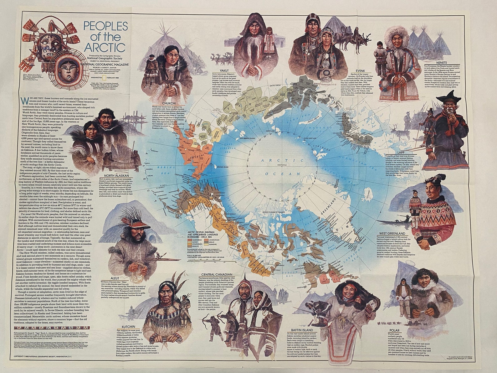 Original February 1983 Map of People of the Arctic, National Geographic ...
