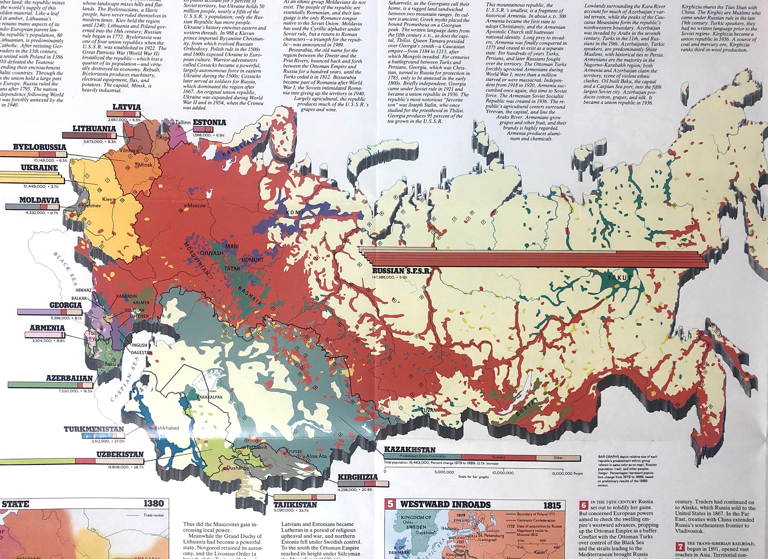 Original March 1990 Map of Soviet Union, National Geographic - Etsy