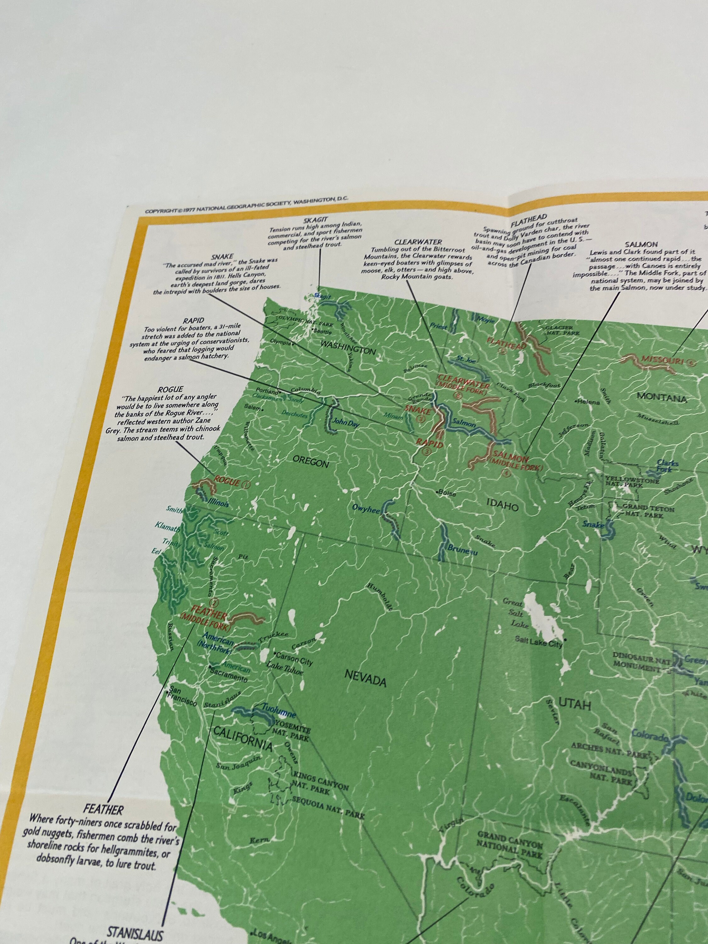 Original July 1977 Map of Wild and Scenic Rivers, National Geographic ...