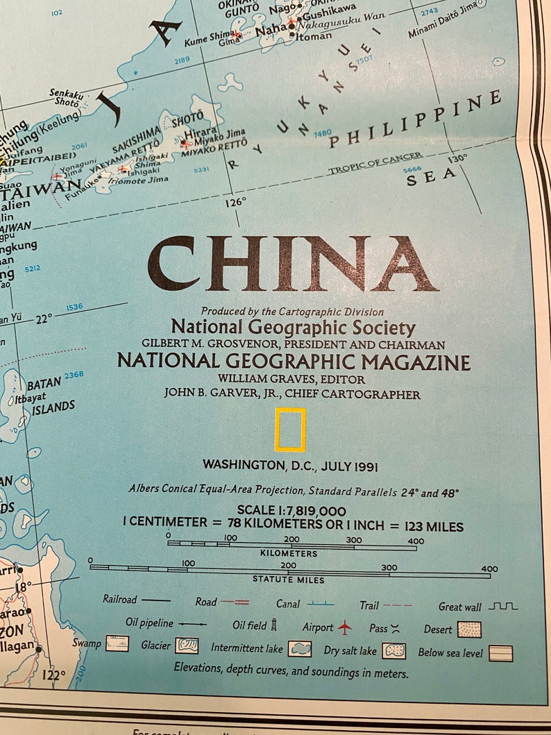 Original July 1991 Map of China, National Geographic - Etsy