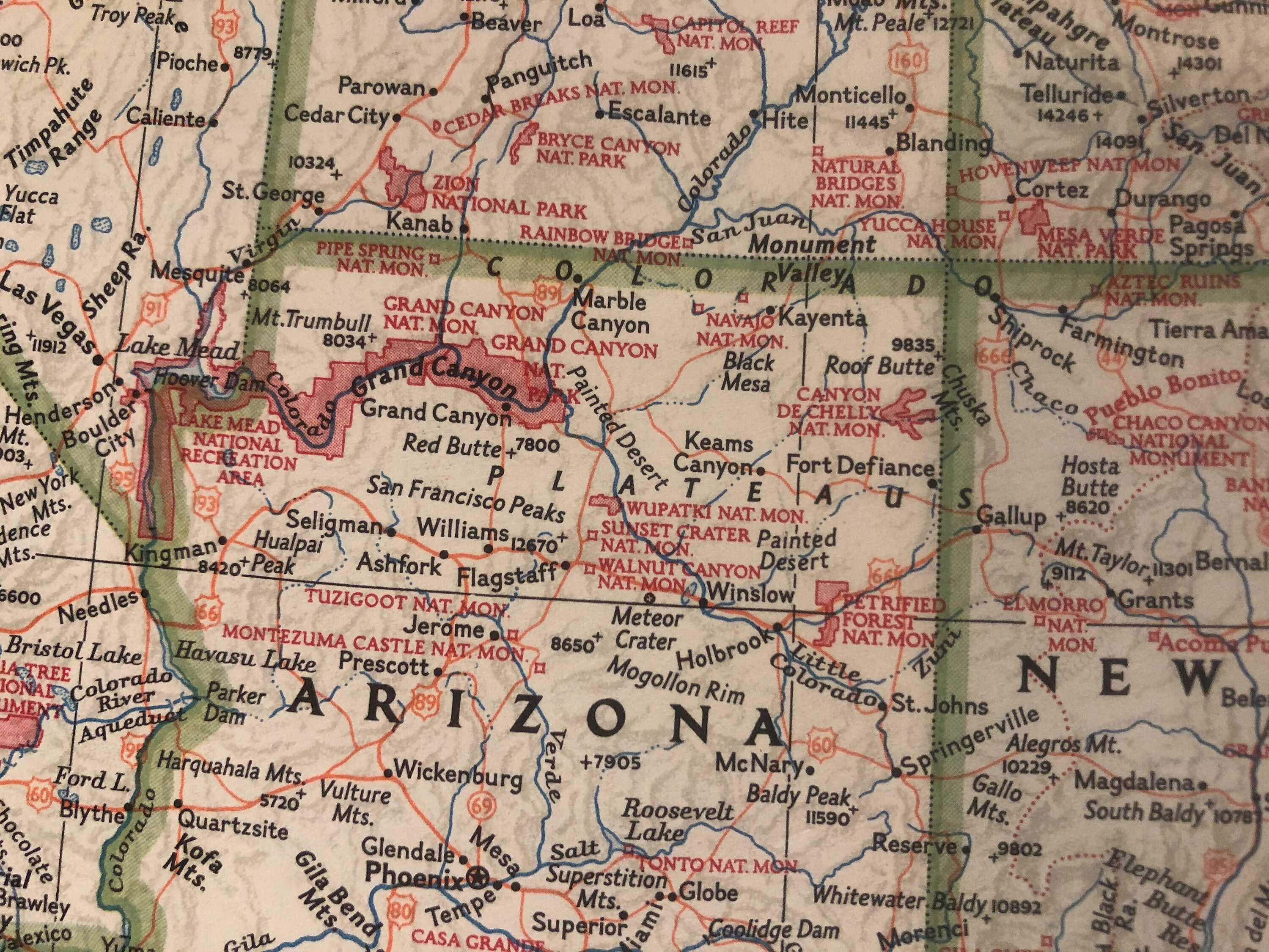 Original May 1958 Map of National Parks, Monuments and Shrines of ...