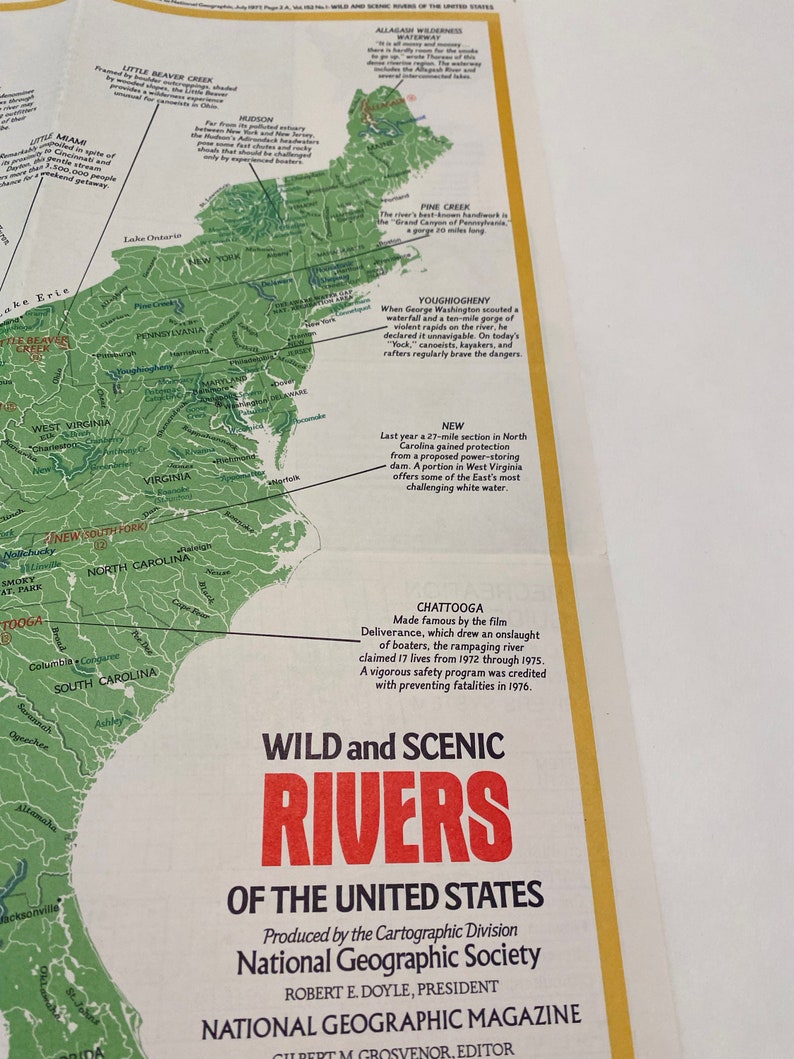 Original July 1977 Map of Wild and Scenic Rivers, National Geographic ...