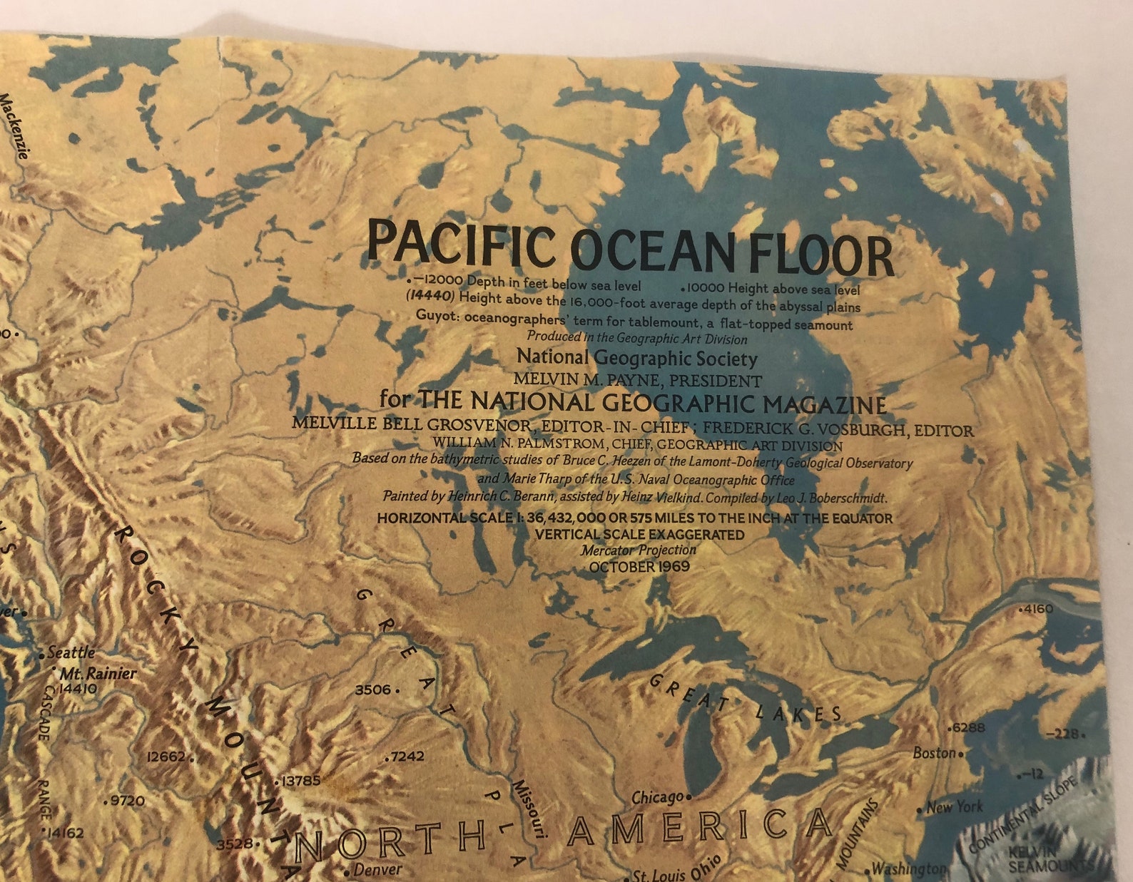 Original October 1969 Map of the Pacific Ocean Floor, National Geographic - Etsy