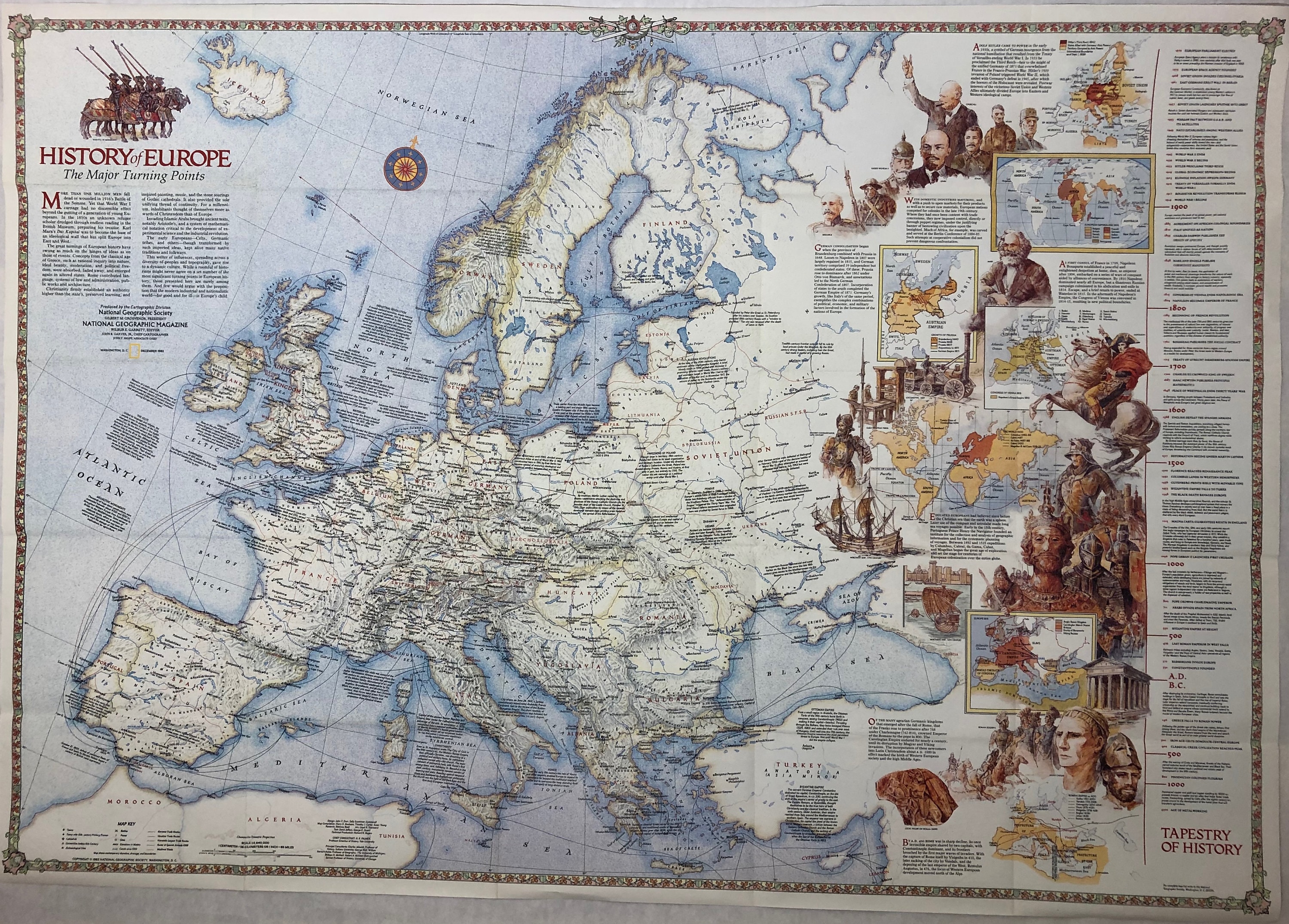 Buy Original December 1983 Map of the History of Europe, National ...