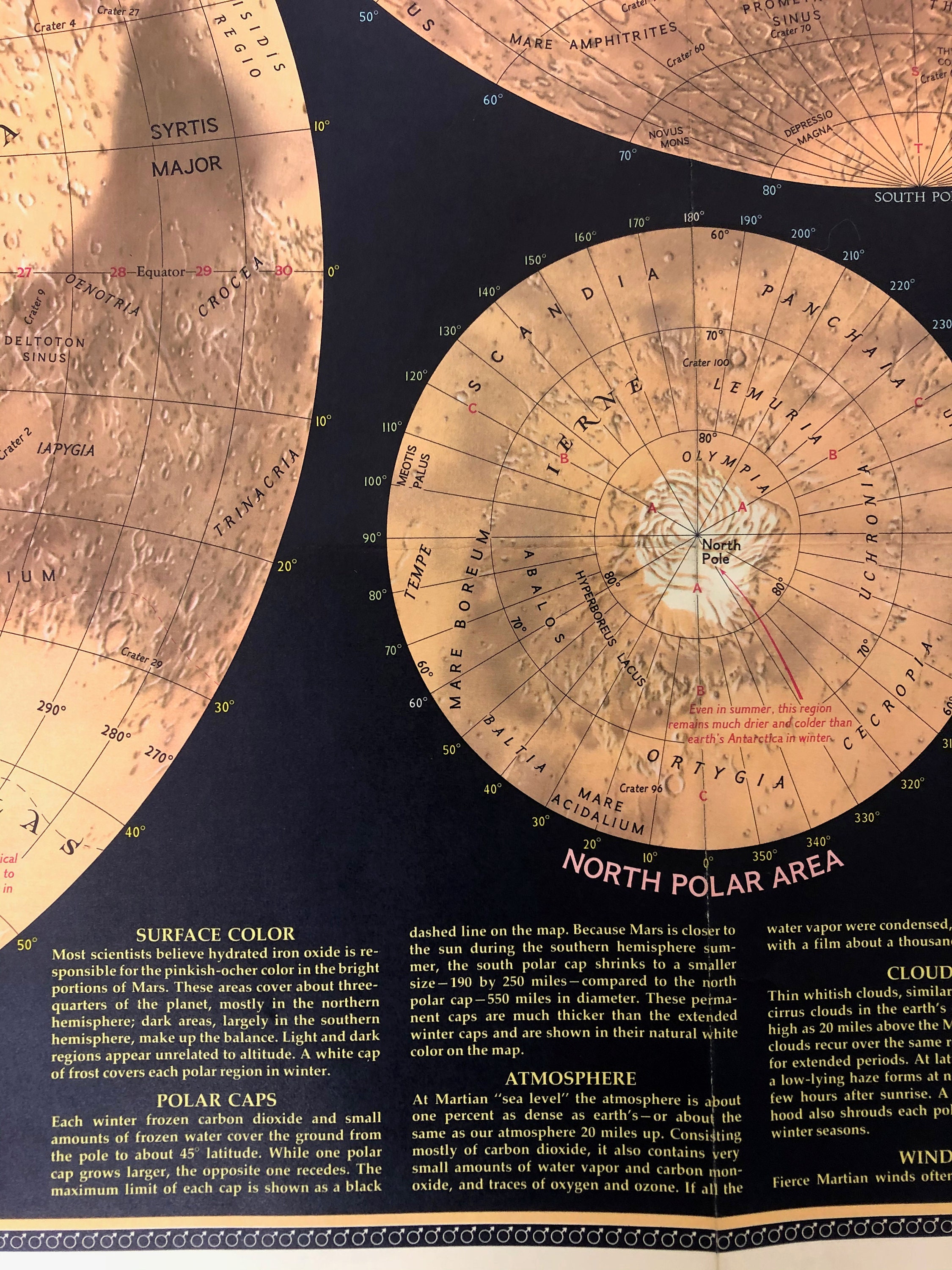 Original February 1973 Map of the Red Planet Mars National - Etsy