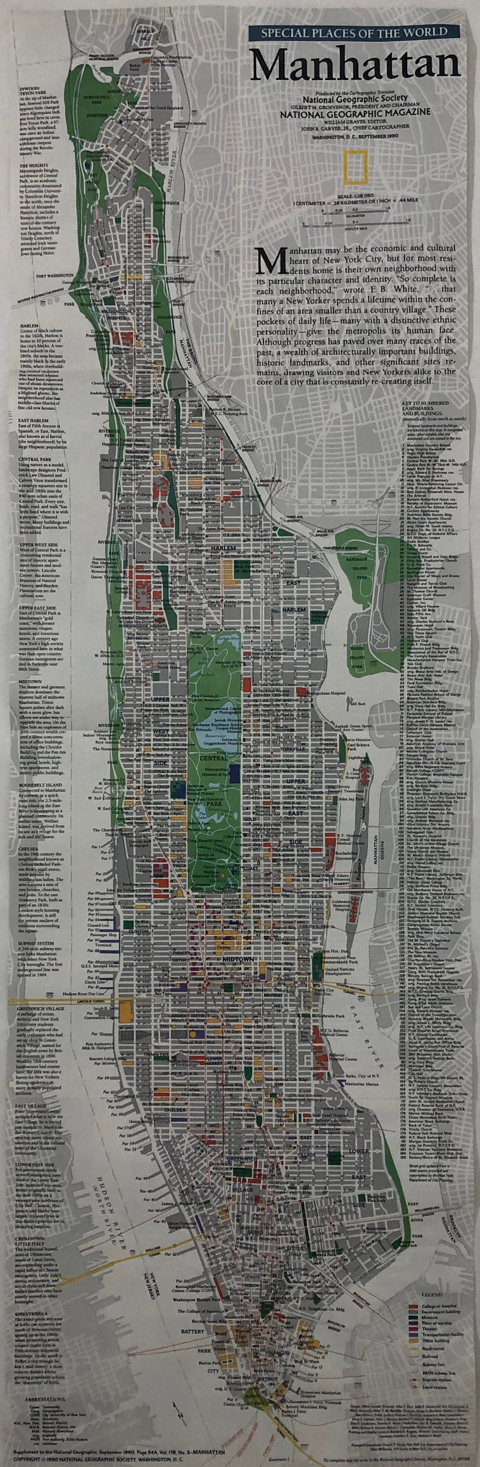 Original September 1990 Map of Special Places of the World: - Etsy