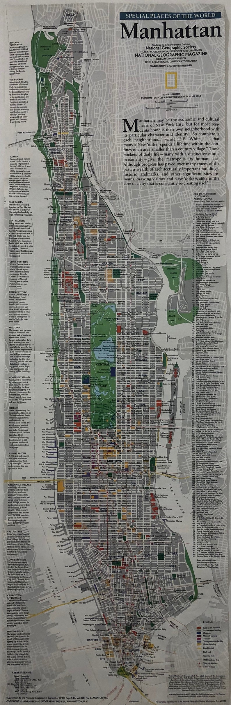 Original September 1990 Map of Special Places of the World: - Etsy