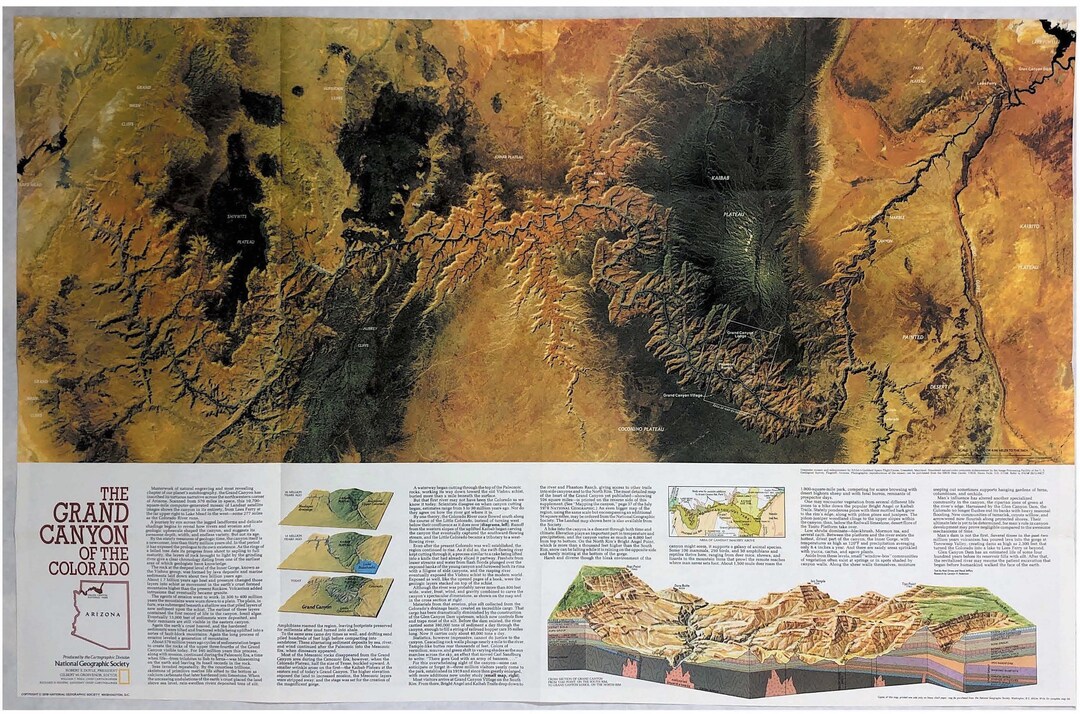 Original July 1978 Map of the Heart of the Grand Canyon, National ...