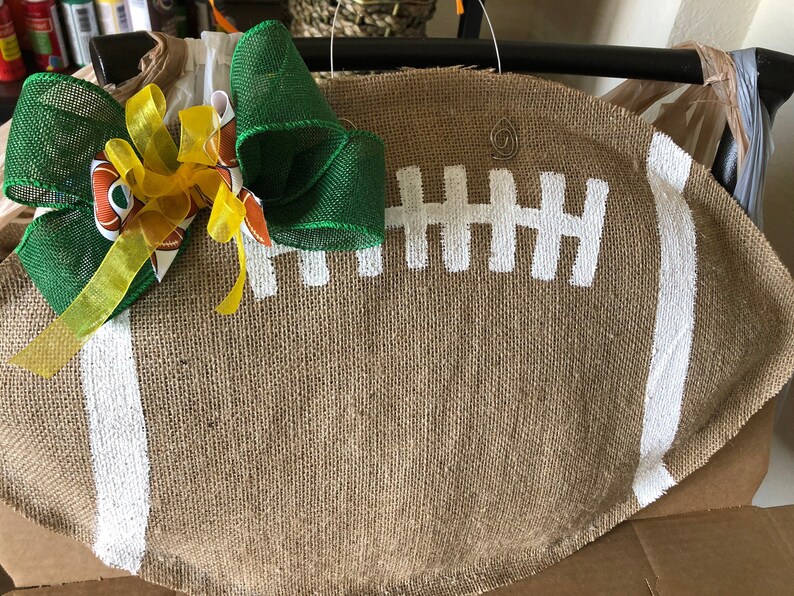 Football Burlap Door Decoration Fall Door Hanger Favorite Season - Etsy
