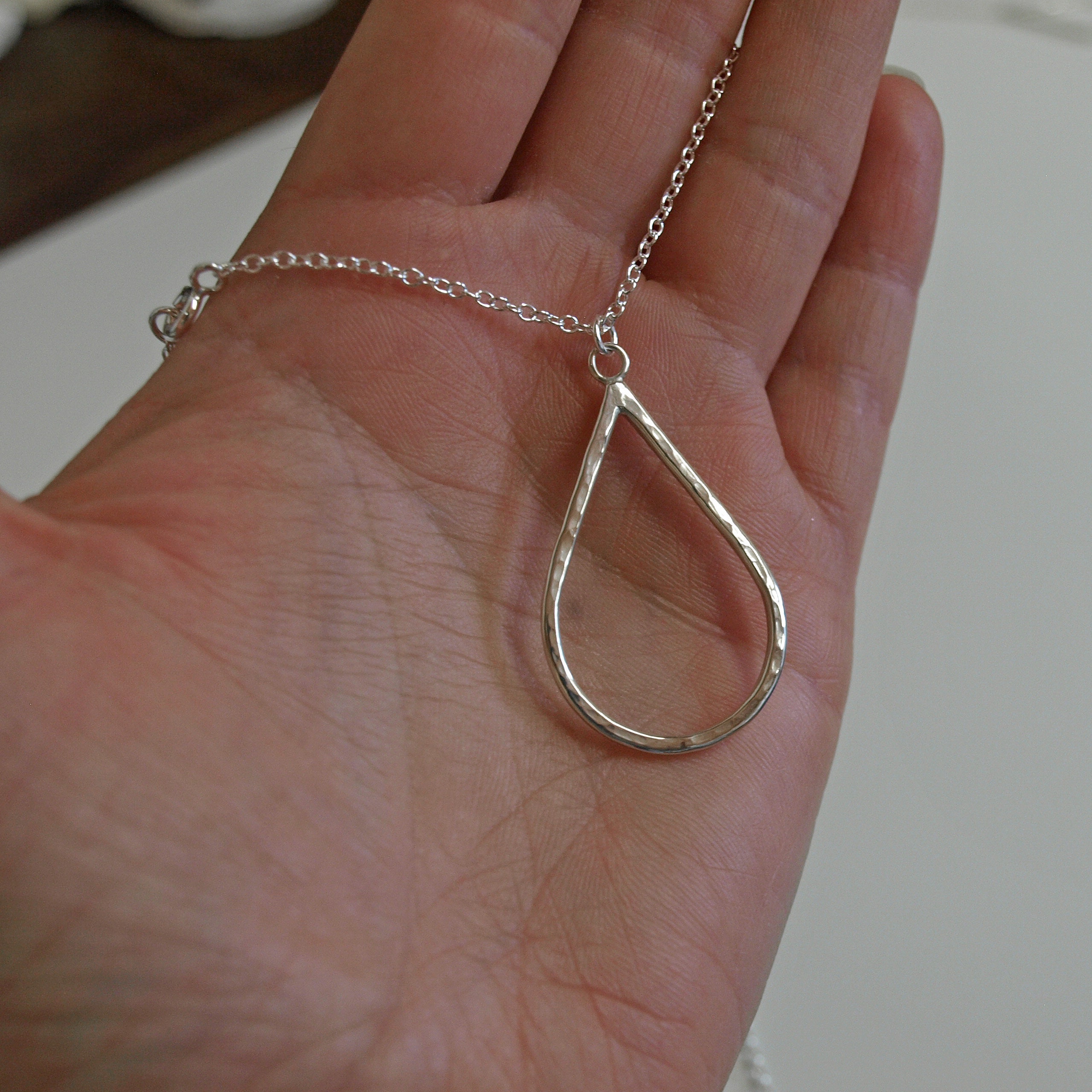 Teardrop Necklace Handmade Sterling Silver Necklace Teardrop - Etsy UK