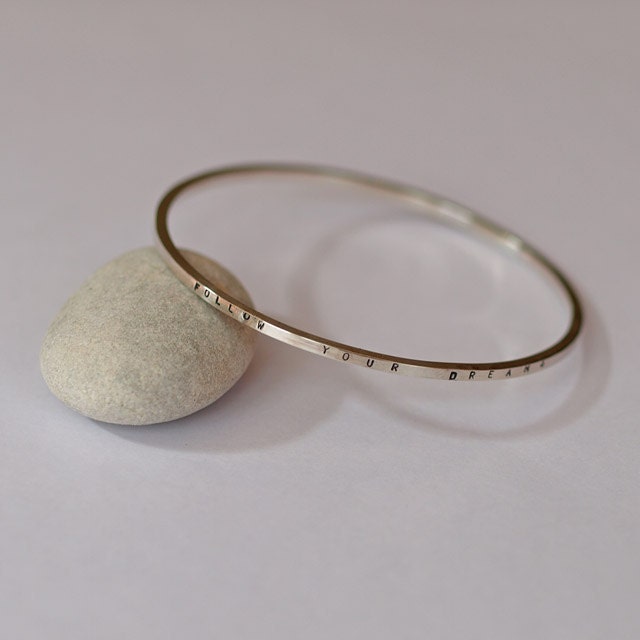 Personalised Sterling Silver Bangle Custom Made Bracelet | Etsy