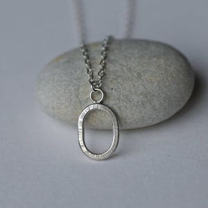 Silver Oval Pendant Small Necklace Textured Silver Pendant - Etsy