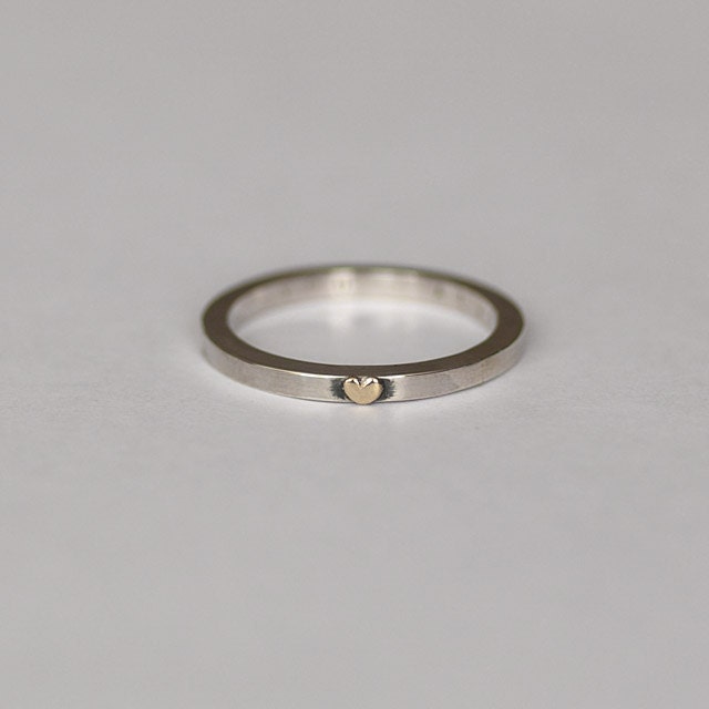 Silver Ring With Gold Heart Hidden Message Personalised - Etsy