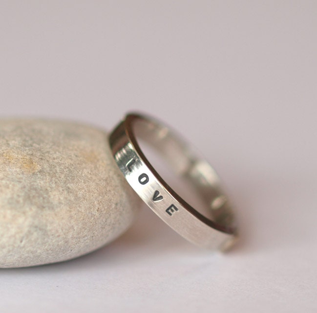 Silver Ring With Gold Heart Personalised Affirmation Message | Etsy