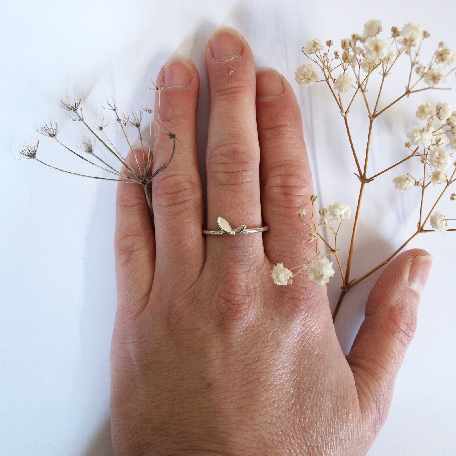 Dainty Leaf Ring, Handmade Sterling Silver Ring, Silver Leaf Ring ...