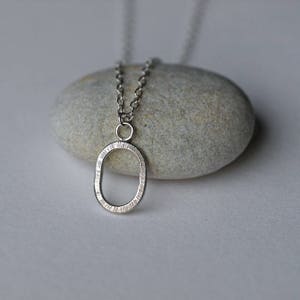 Silver Oval Pendant Small Necklace Textured Silver Pendant - Etsy