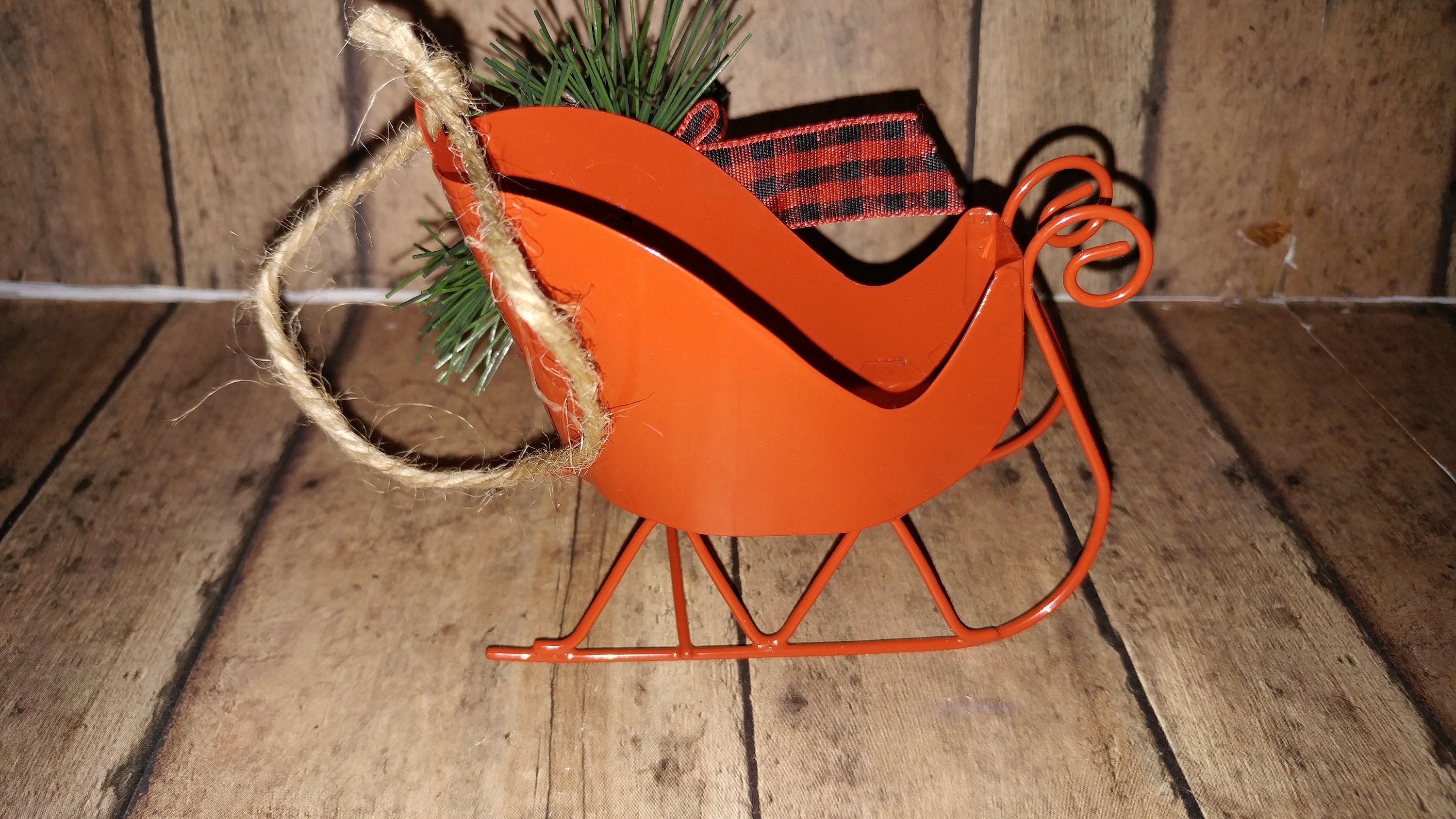 Santa Sleigh Ornament, Metal, Christmas Ornament, Custom Ornament ...