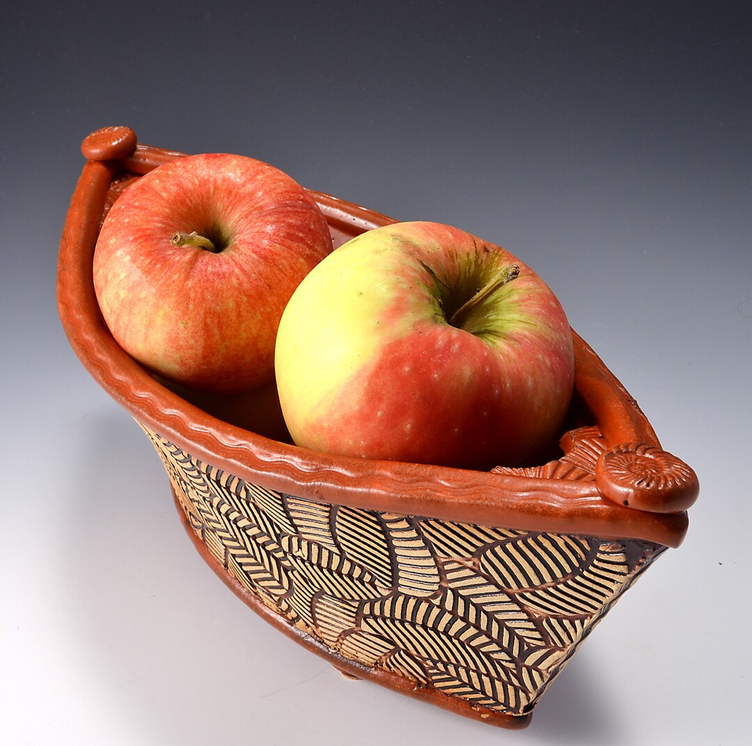 Medium dory Shaped Long Serving Bowl With Matte Paprika Red Glaze and ...