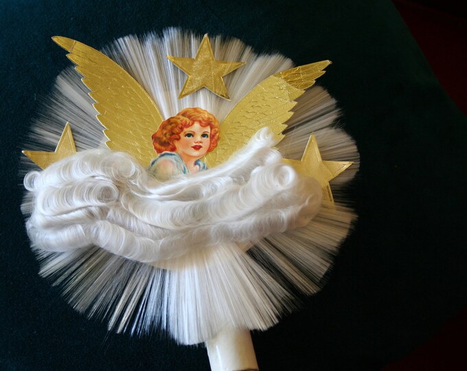 1940's Spun Glass Angel Tree Topper With Gold Foil Stars - Etsy