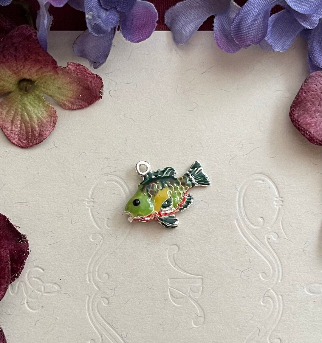 Rainbow Trout Fish Charm Vintage Enamel Sterling Silver Fish Charm Rare ...