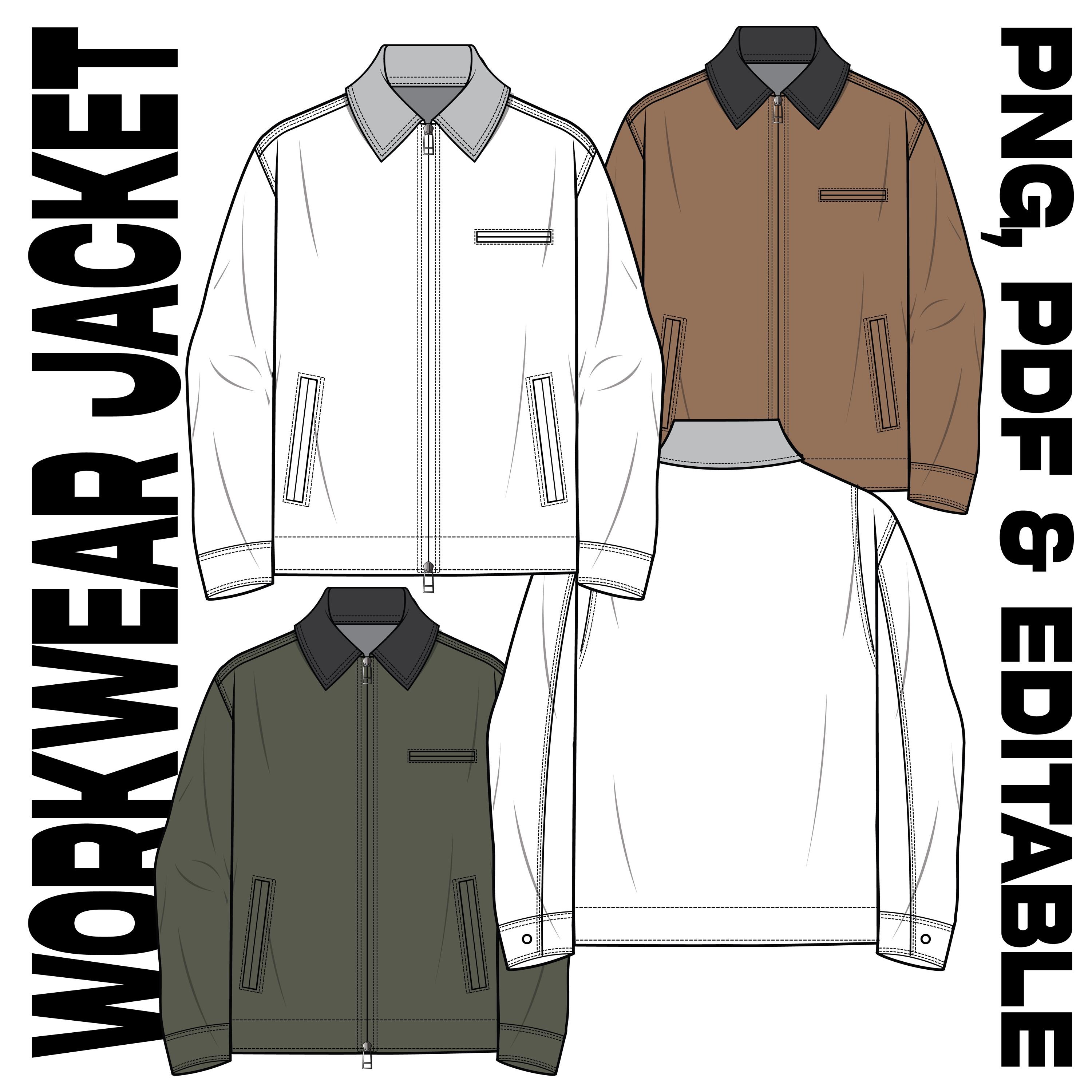 Workwear Jacket Vector Tech Drawing. Tech Pack Ready. Fashion Design ...